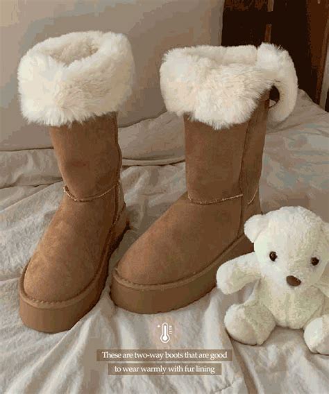 🤎two Way Boots🤎 뿌뿌‼ 왕따숩 브라우니 통굽 투웨이 미들부츠 Brown 포근 따숩 퍼부츠 겨울 연말 파티