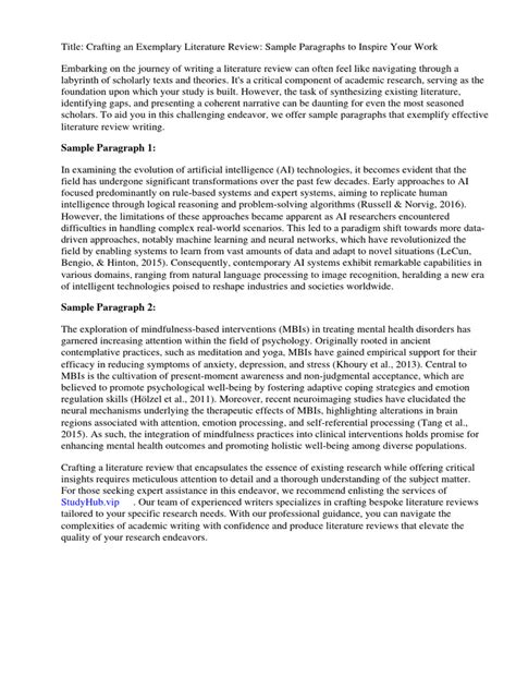 Sample Literature Review Paragraph Pdf