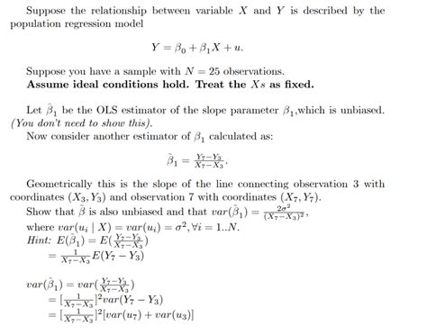 solved suppose the relationship between variable x and y is