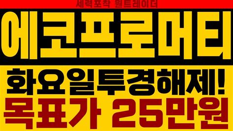 에코프로머티 주가 전망 이대로 끝낼 생각이 전혀없는 세력과 화요일 투경해제 Youtube