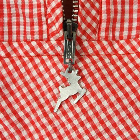 Vintage White Stag Jacket • 1950s Sportswear Red And White Gingham