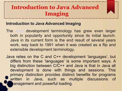 Introduction To Java Advanced Imaging Ppt