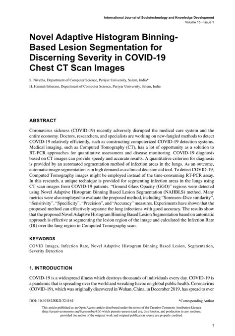 Pdf Novel Adaptive Histogram Binning Based Lesion Segmentation For