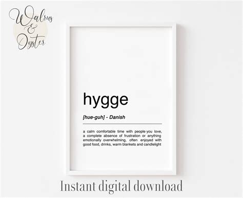 Hygge Definition Print Wall Art Hygge Poster Definition Print