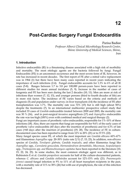 Pdf Post Cardiac Surgery Fungal Endocarditis