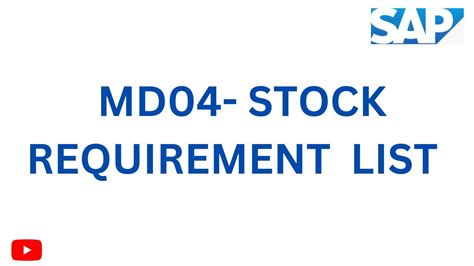 Md04 Stock Requirement List In Sap Materialmanagement Saps4hana Tcode Saptraining S4hana