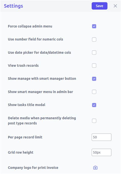 Smart Manager Settings Storeapps
