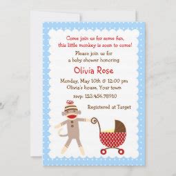 Sock Monkey Baby Shower Invitations Zazzle