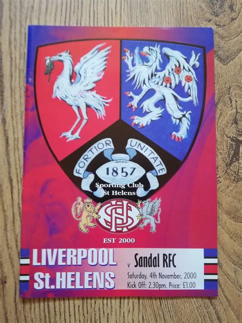 Liverpool St Helens V Sandal 2000 Rugby Programme Rugbyreplay