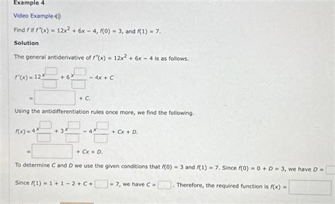 Solved Example 4 Video Example Find Fif Fx 12x² 6x