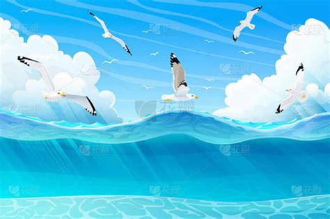 矢量夏季海 海洋 水下