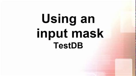 Setting Input Masks YouTube