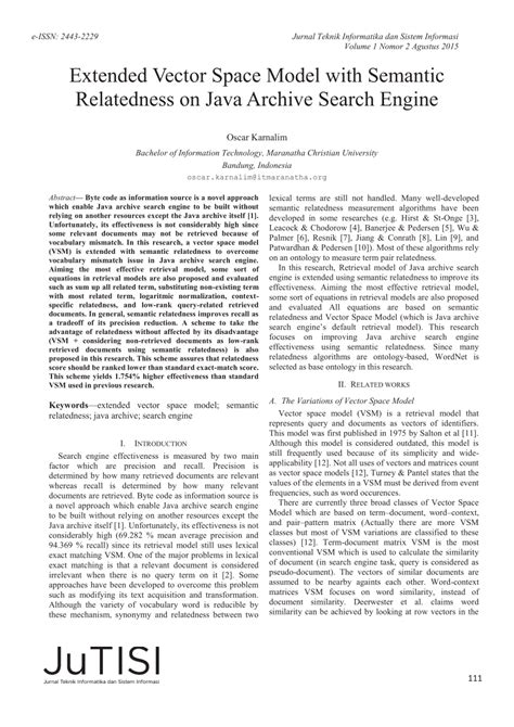 pdf extended vector space model with semantic relatedness on java