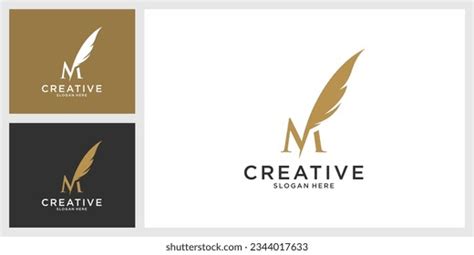 Initial Logo Letter M Feathers Concept Stock Vector Royalty Free