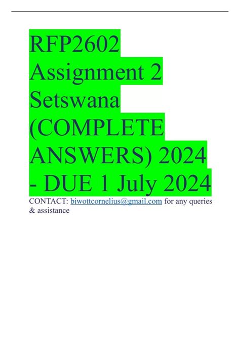 Rfp2602 Assignment 2 Setswana Complete Answers 2024 Due 1 July 2024