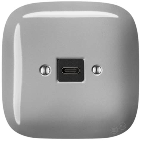 Square Porcelain Wall Socket Usb C Grey Dyke And Dean