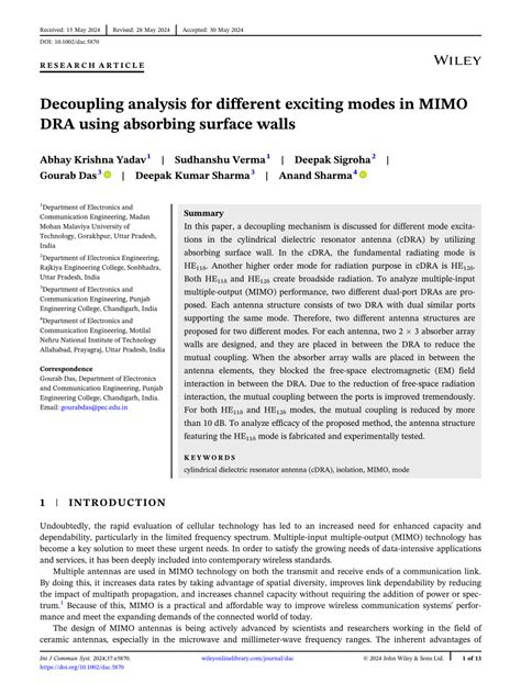 Decoupling Analysis For Different Exciting Modes In Mimo Dra Using