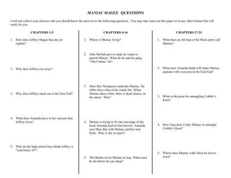 Maniac Magee Questions