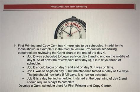 solved problems short term scheduling schedus dule eto sa