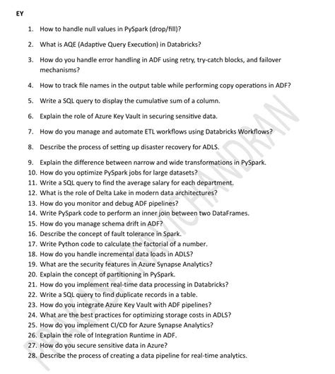 Dataengineering Ey Interviewquestions Pyspark Databricks Azure Adf Sql Datapipeline