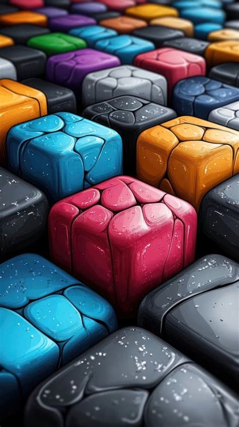 A Colorful Arrangement Of Textured Cubes In Various Shades Creating A Visually Appealing