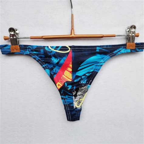Fashion Print Mens G Strings 5pcs Set Rainbow Thongs