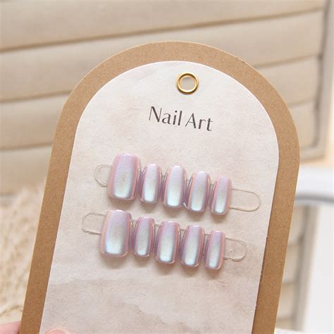 【handmade】10 Pcs Cat Eyes Fake Nails With Jelly Sticker Shining Cat Eye
