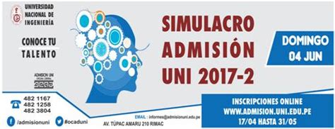 Resultado Simulacro Examen de Admision UNI 2017 2 Universidad Nacional de Ingeniería 4 de