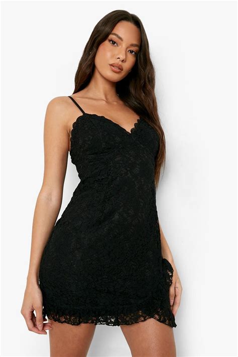 Womens Strappy Lace Mini Dress Boohoo Uk