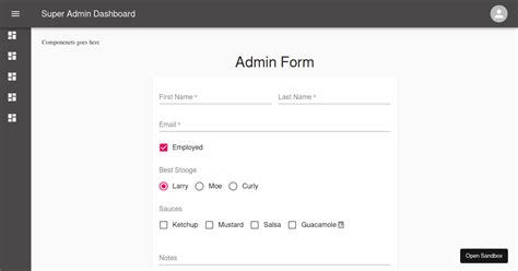 Super Admin Dashboard Codesandbox