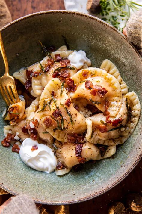 Sweet Potato Cheddar Pierogi With Bacon Bits Half Baked Harvest