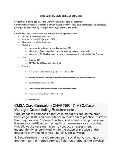 D Unit Module Notes D Unit Module Scope Of Pracice Credenialed Being