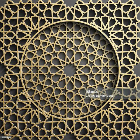 이슬람 장식 벡터 페르시아어 모티프 3d 라마단 이슬람 둥근 패턴 요소 기하학적 원형 장식 아랍어 기호 벡터 골드 배경 벡터에 대한 스톡 벡터 아트 및 기타 이미지 Istock