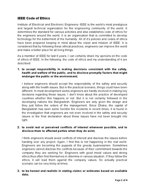 Ieee Code Of Ethics Pdf Engineer Bribery
