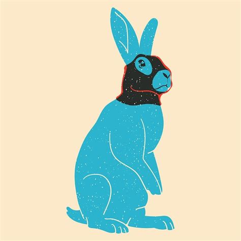 Premium Vector Rabbit In Black Mask Vector Illustration In A