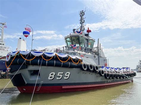Aagth บันทึกประจำวัน กองทัพเรือไทยทำพิธีปล่อยเรือลากจูงขนาดกลางชุด