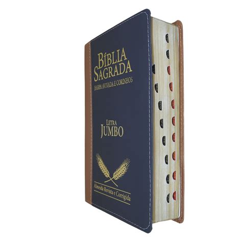 Bíblia Sagrada Bicolor Jumbo Harpa Preta E Marrom Compacta Gospel