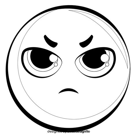 Angry Face Emoji Emoticon Smiley Drawing Black And White Clipart Free