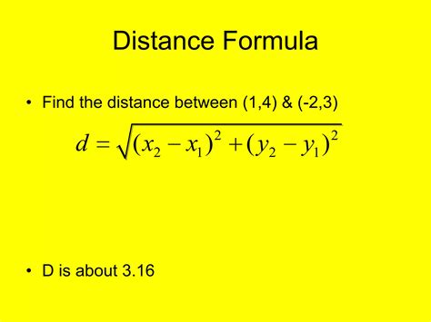 distance and midpoint formulas 11 5 ppt