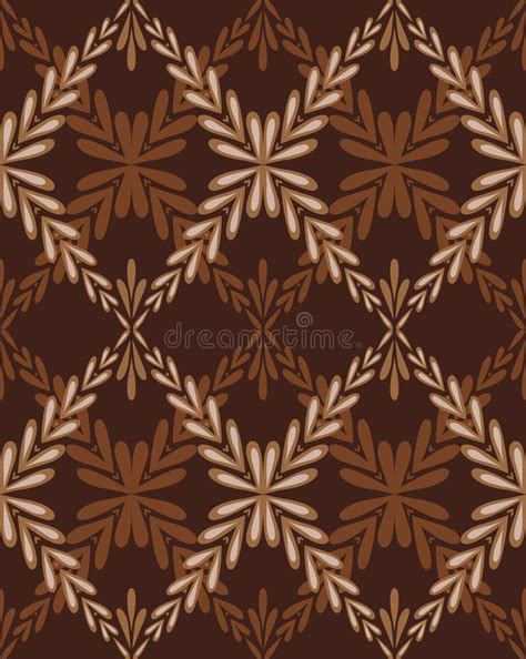 Seamless Vector Pattern With A Rhombus Of Stems And Foliage In Earthy