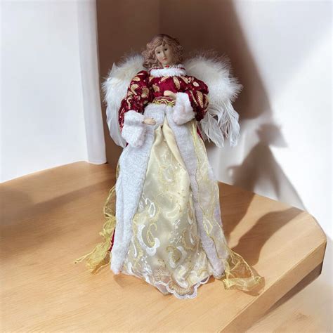 Decoratiune Craciun Varf Brad Ingeras 44cm Grena Auriu Figodecor