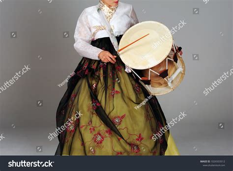 Korean Traditional Musical Instruments Janggu Double Headed 스톡 사진