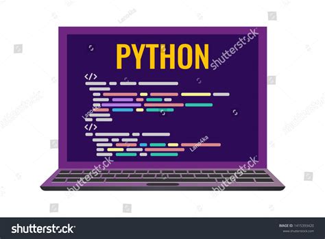 Program Code Icon Flat Style Laptop Stock Vector Royalty Free