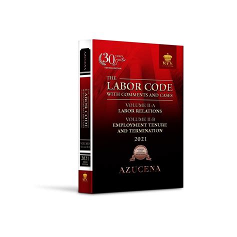 The Labor Code With Comments And Cases Volume Ii 2021 Edition By Cesario Azucena Paper Bound