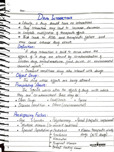 drug interactions notes pdf