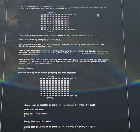solved write a program called seating that is used to manage