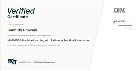 Bhavani S On Linkedin Proof Of Proficiency Ibm Machine Learning With Python Certificate…