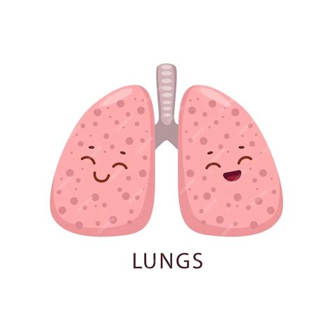 만화 폐 인체 기관 캐릭터 해부학 프리미엄 벡터