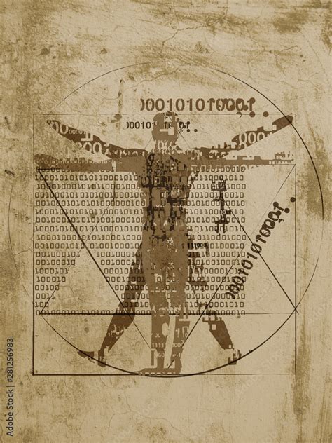 Vitruvian Man Of Digital Age Futuristic Illustration Of Vitruvian Man