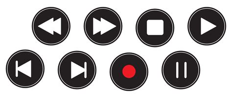 Eight Music And Video Player Navigation Button Icon Design Set